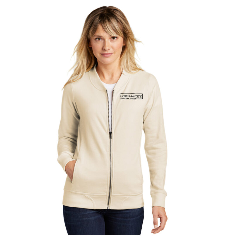 Gotham City Sport-Tek Ladies Lightweight French Terry Bomber Jacket-Ecru